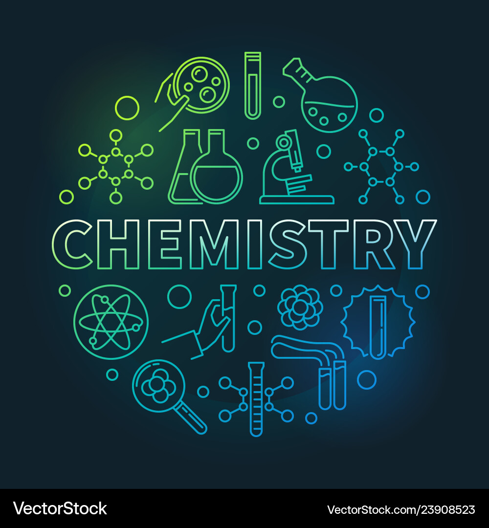 Chemistry colored concept round outline Royalty Free Vector