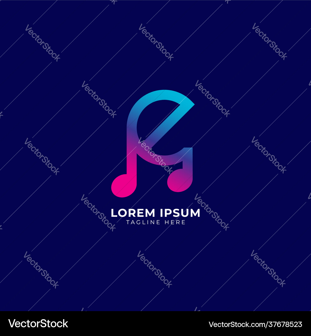 Colorful letter e alphabet music logo design Vector Image