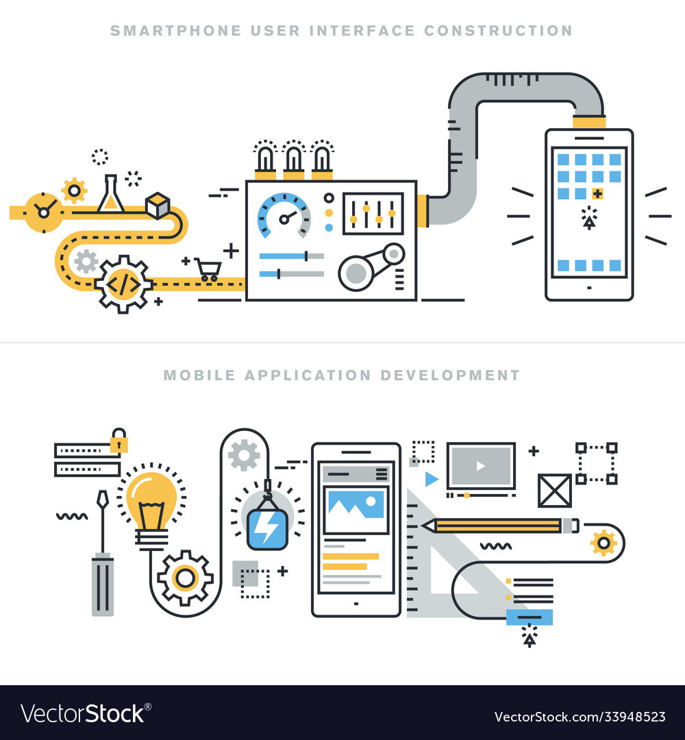 Flat line design concepts Royalty Free Vector Image
