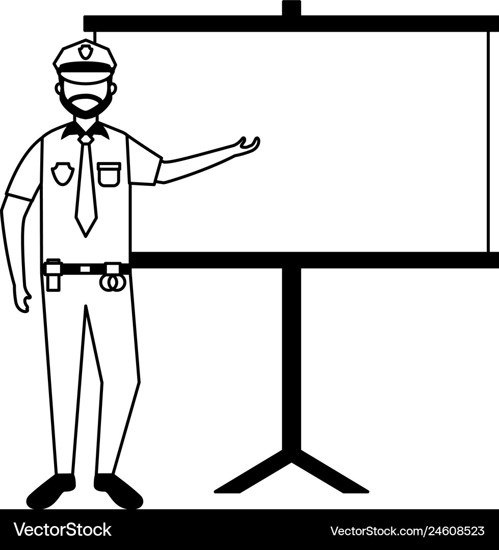Office police man board Royalty Free Vector Image