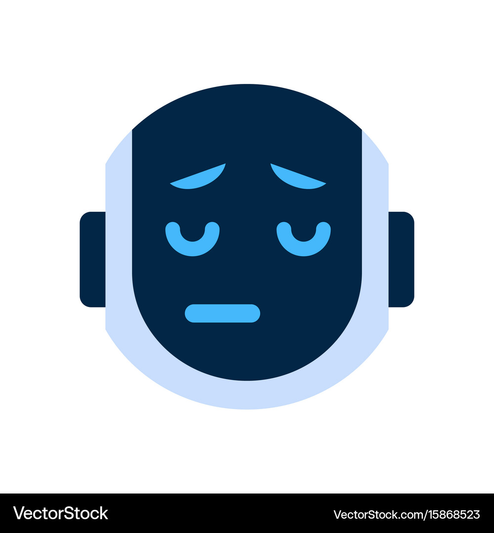 Robot face icon sad disappointed emotion Vector Image