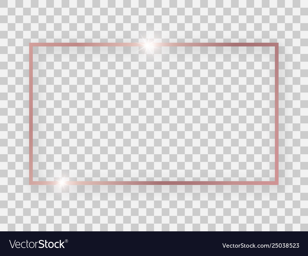 Rose gold shiny rectangular frame Royalty Free Vector Image