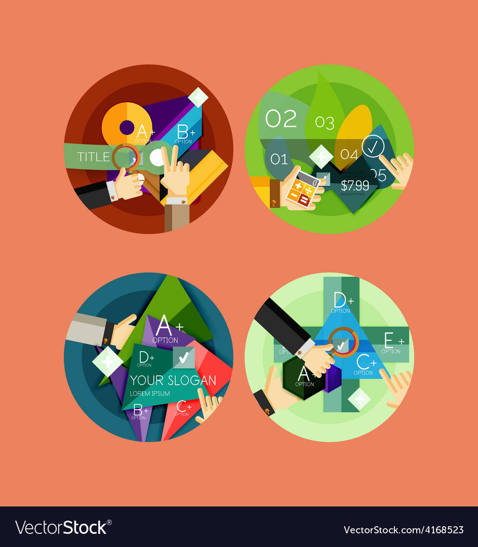 Set of flat design circle infographic icons Vector Image