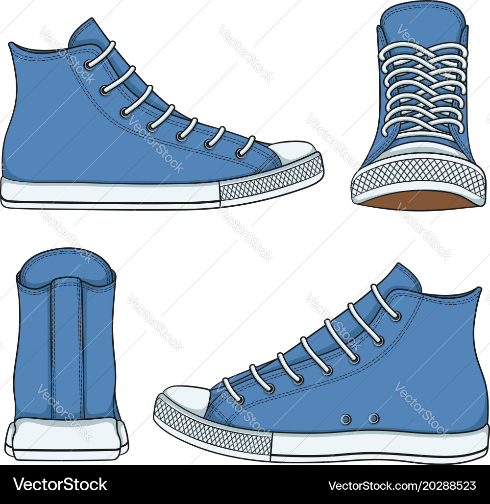 Set of with blue sneakers Royalty Free Vector Image