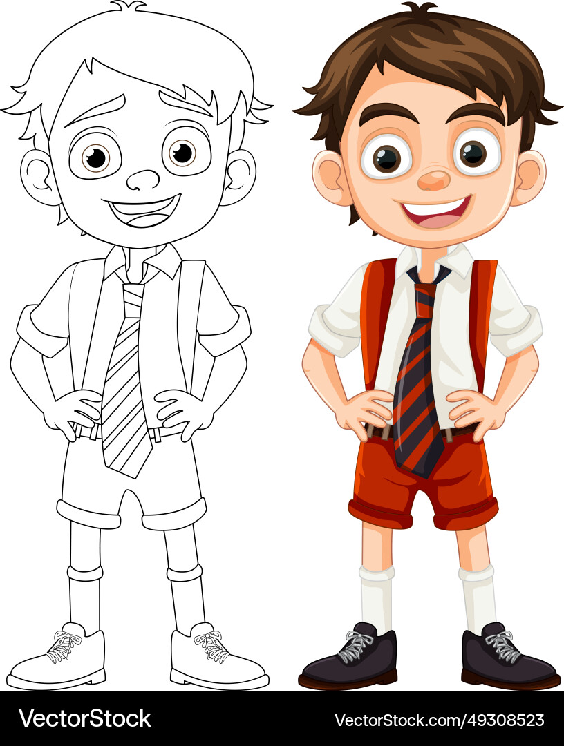 Smiling boy student in school uniform cartoon Vector Image