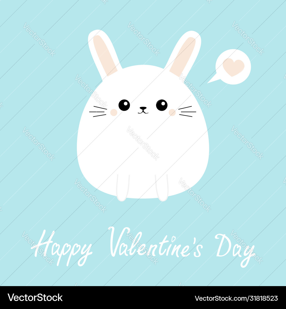 White bunny rabbit icon happy valentines day Vector Image