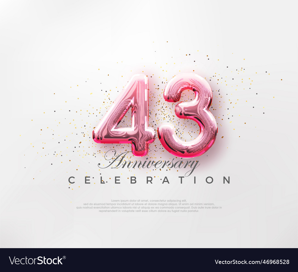 Balloons number 43rd with red numbers on a bright Vector Image