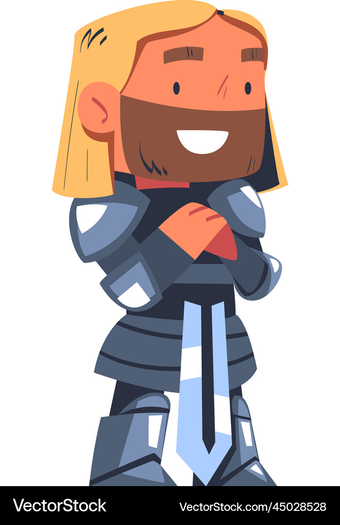 Bearded knight from middle ages in iron armour Vector Image