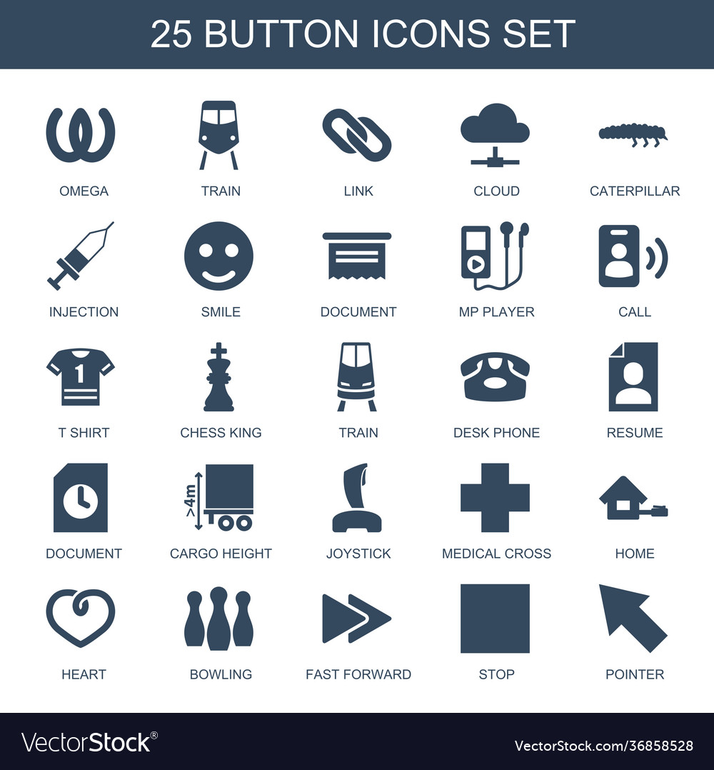 Button icons Royalty Free Vector Image - VectorStock
