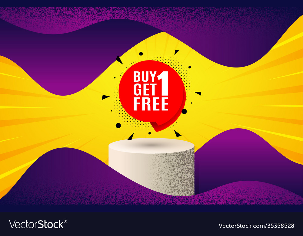 Buy 1 get free sticker discount banner tag Vector Image