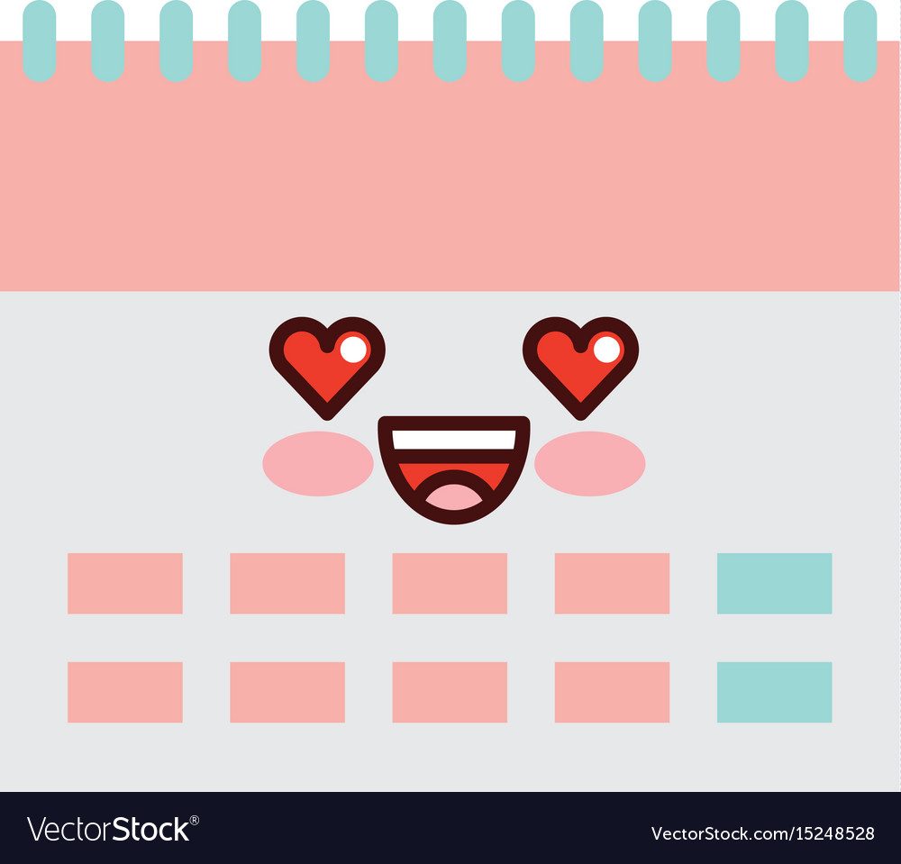 Calendar reminder kawaii character Royalty Free Vector Image
