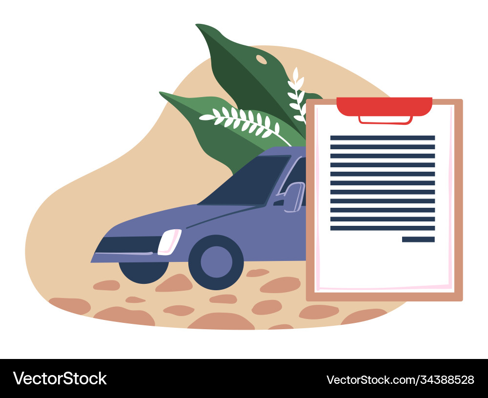 Car insurance automobile and document agreement Vector Image