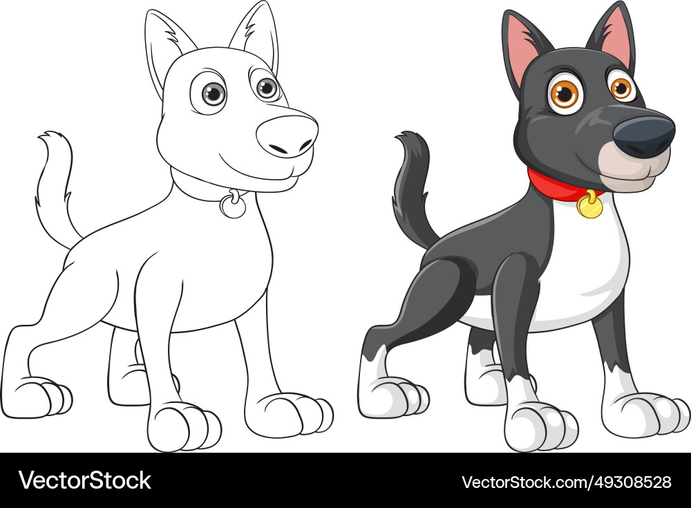 Cheerful cartoon dog with wagging tail Royalty Free Vector