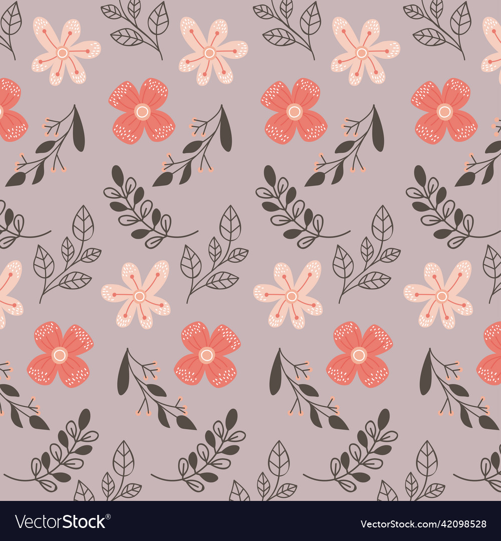 Flowers and leafs pattern Royalty Free Vector Image