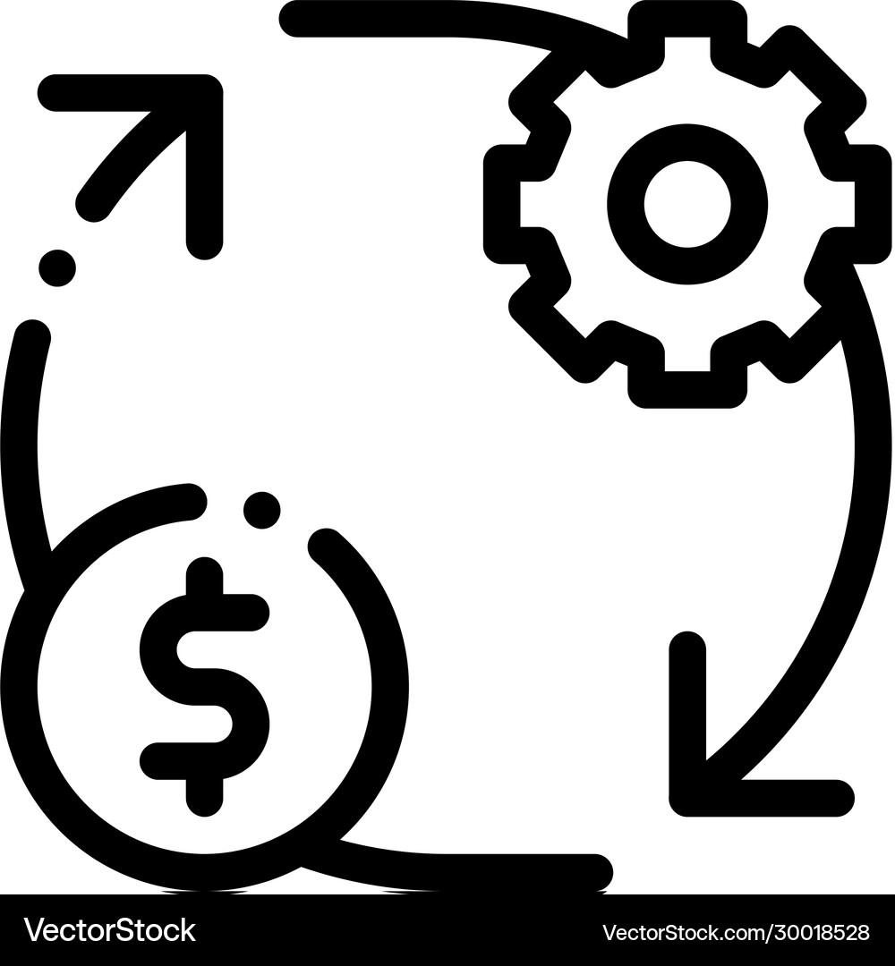 Gear change money icon outline Royalty Free Vector Image