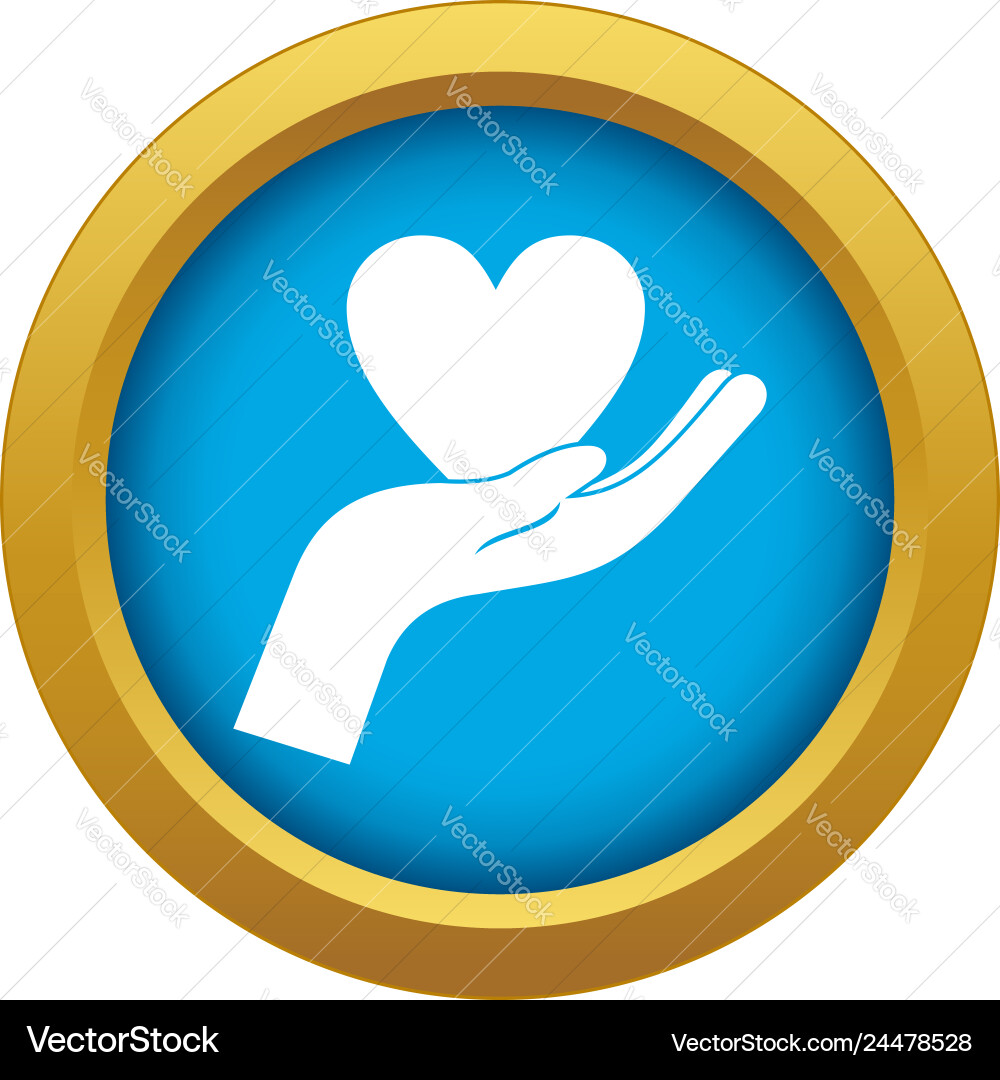 Hand holding heart icon blue isolated Royalty Free Vector