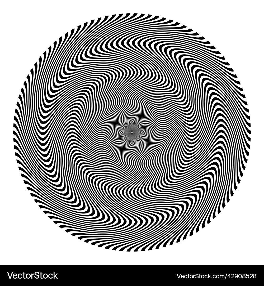 Op art patterned circle of wavy lines round Vector Image