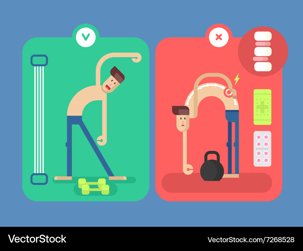 Pain in back and healthy Royalty Free Vector Image