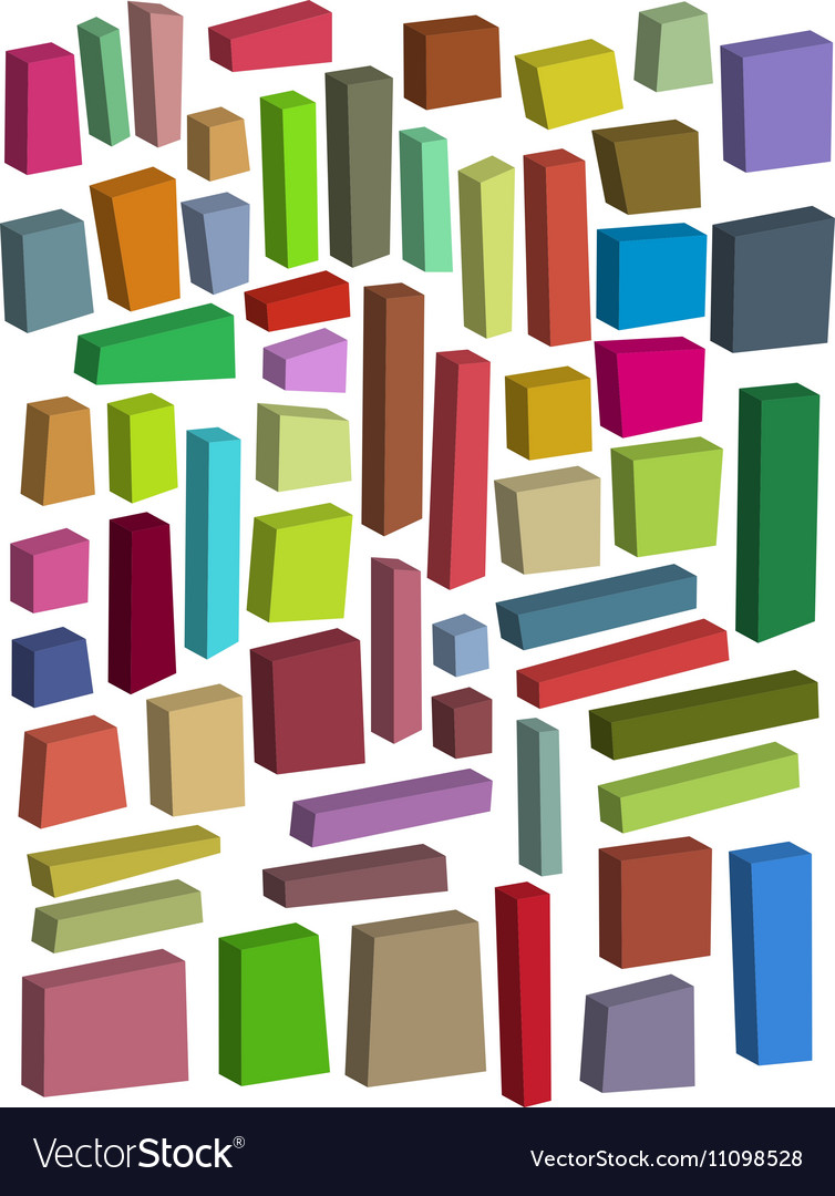 Rectangular square 3d shapes in multiple color Vector Image