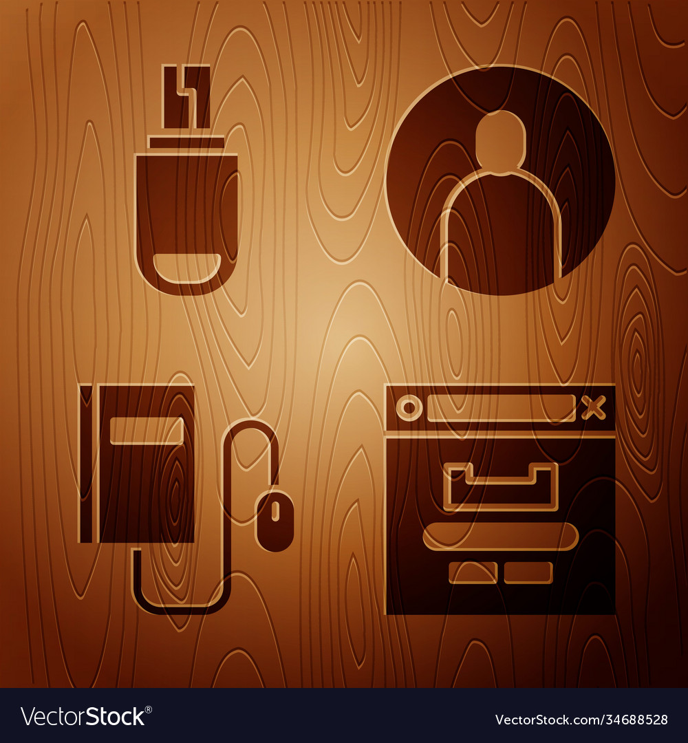 Set browser window usb flash drive electronic Vector Image