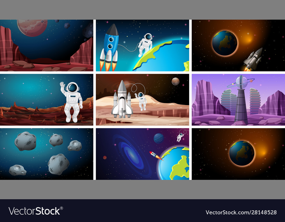 Set space backgrounds Royalty Free Vector Image