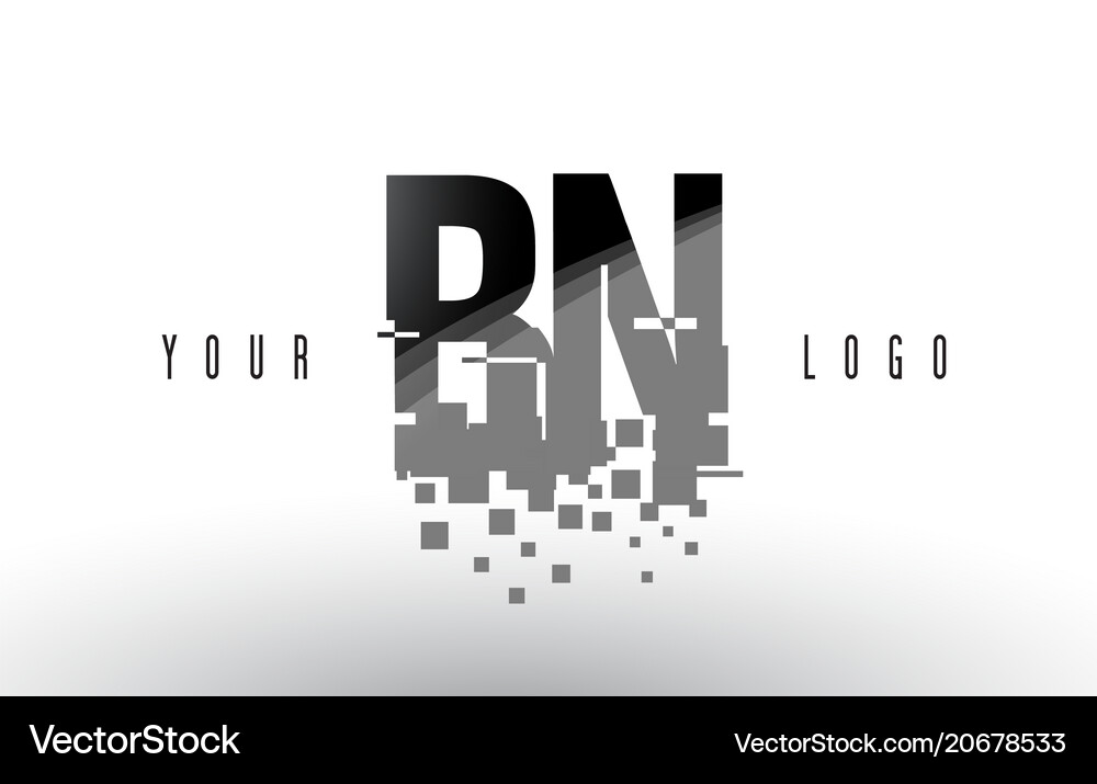 Bn b n pixel letter logo with digital shattered Vector Image