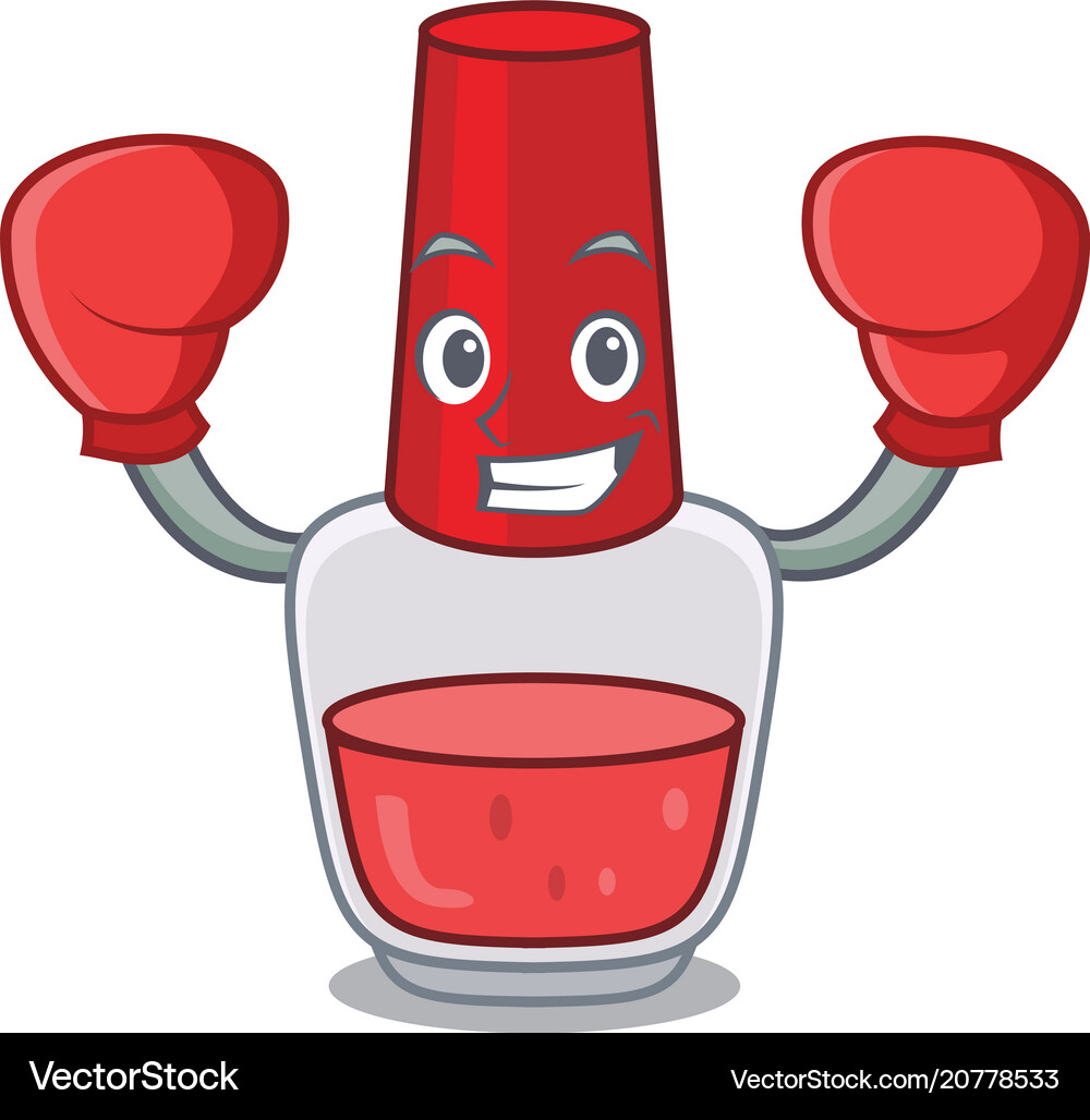 Boxing nail polish character cartoon Royalty Free Vector