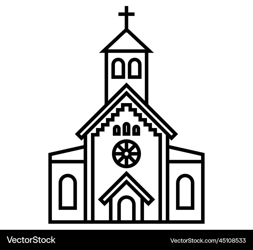 Christian church black linear icon religious Vector Image