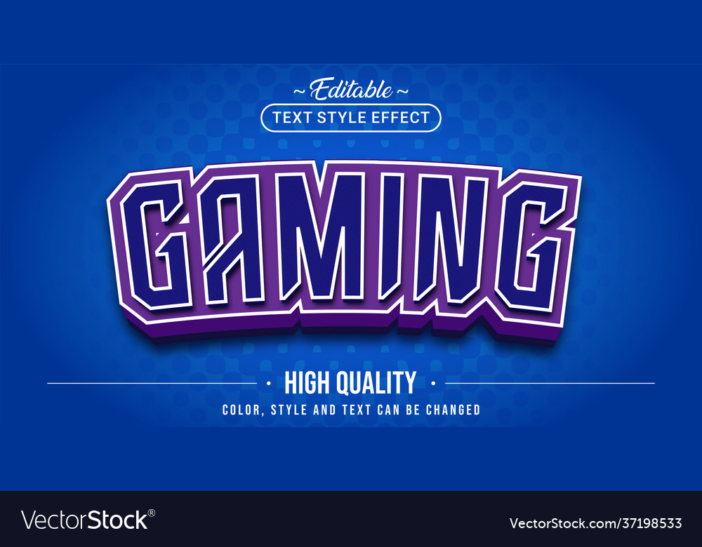 Editable text style effect - gaming Royalty Free Vector