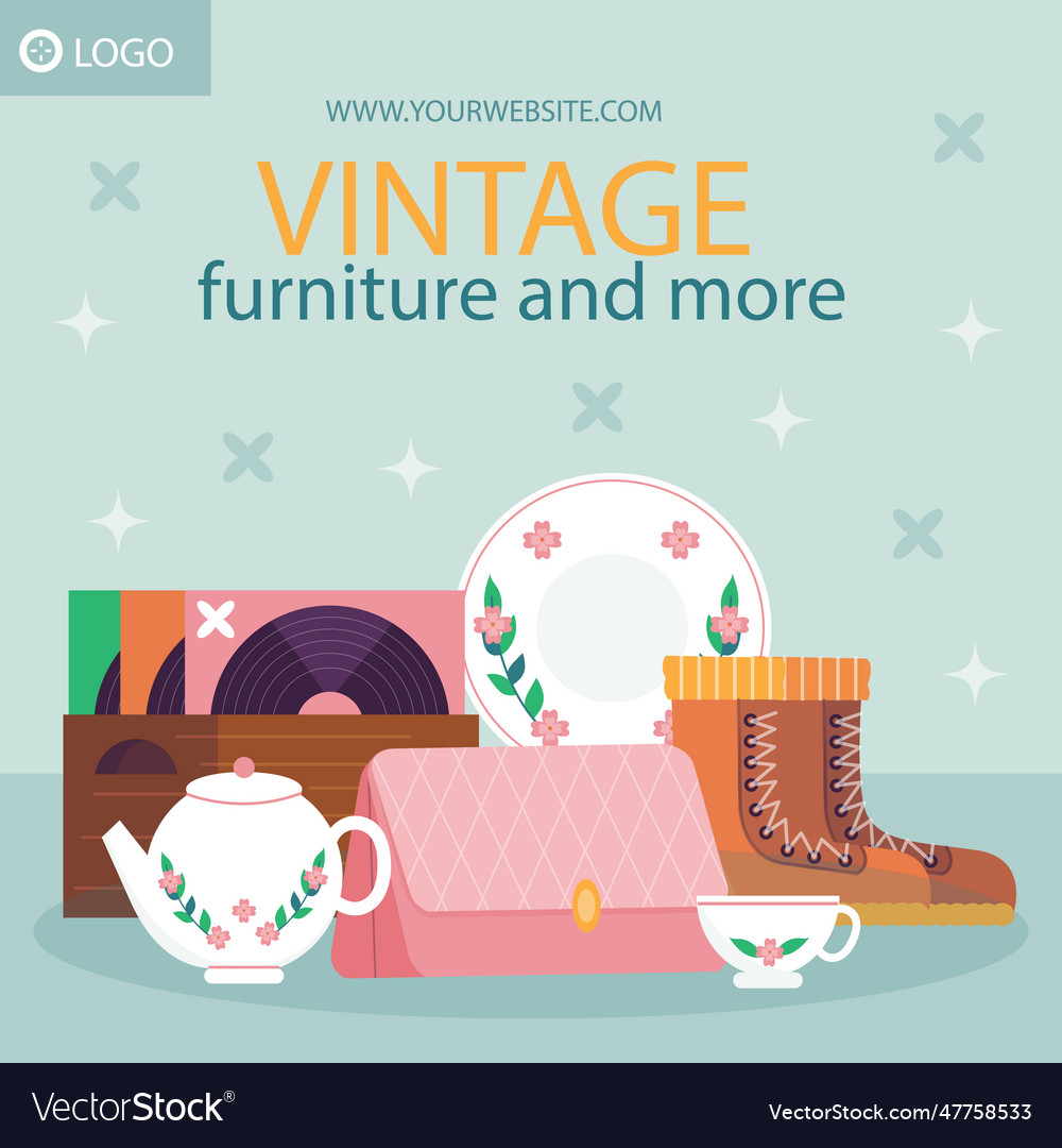 Flat design second hand template Royalty Free Vector Image