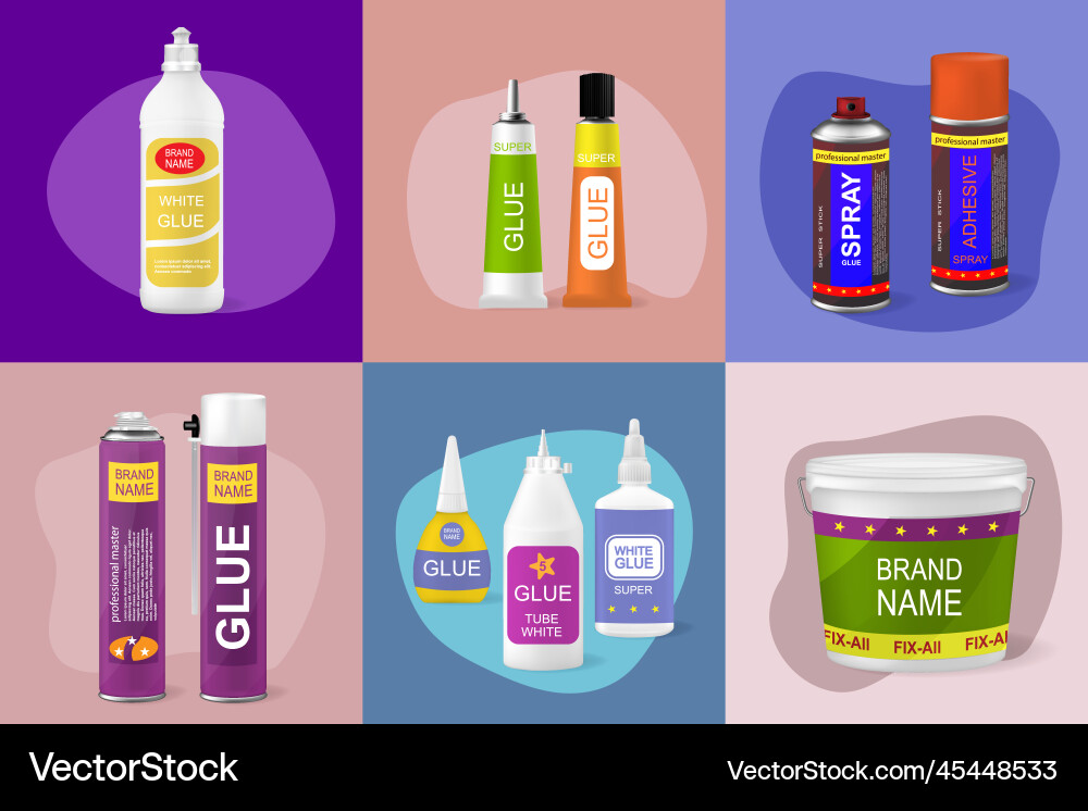Glue flat set Royalty Free Vector Image - VectorStock