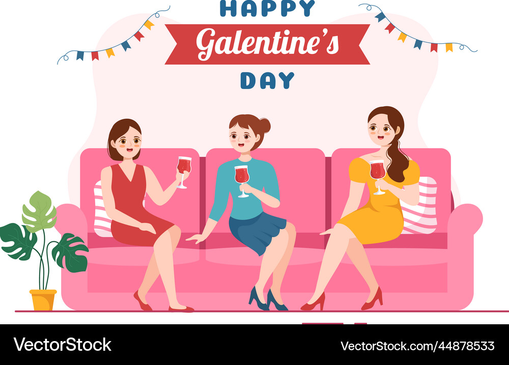 Happy galentines day on february 13th Royalty Free Vector