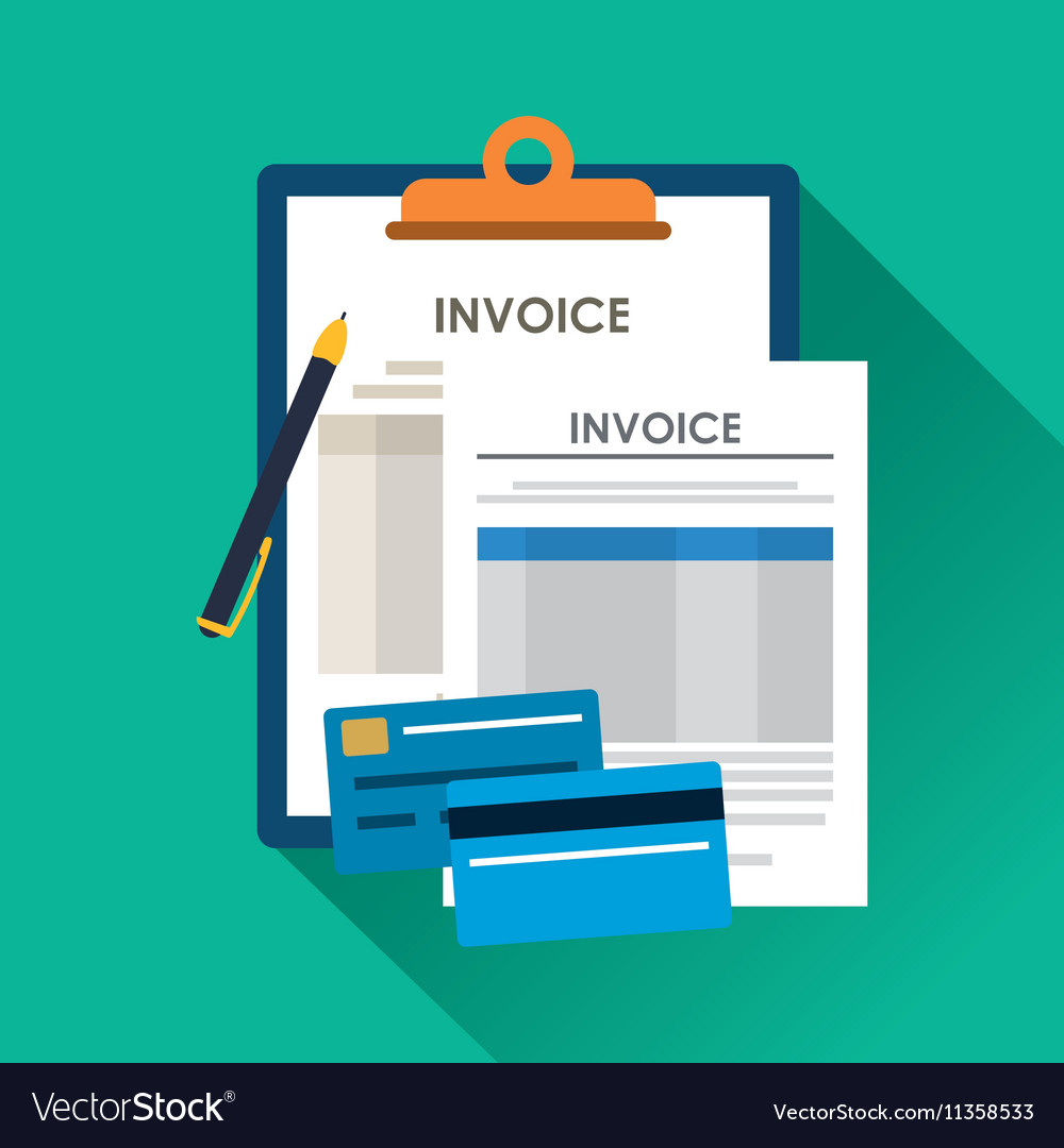 Invoice document and pendesign Royalty Free Vector Image