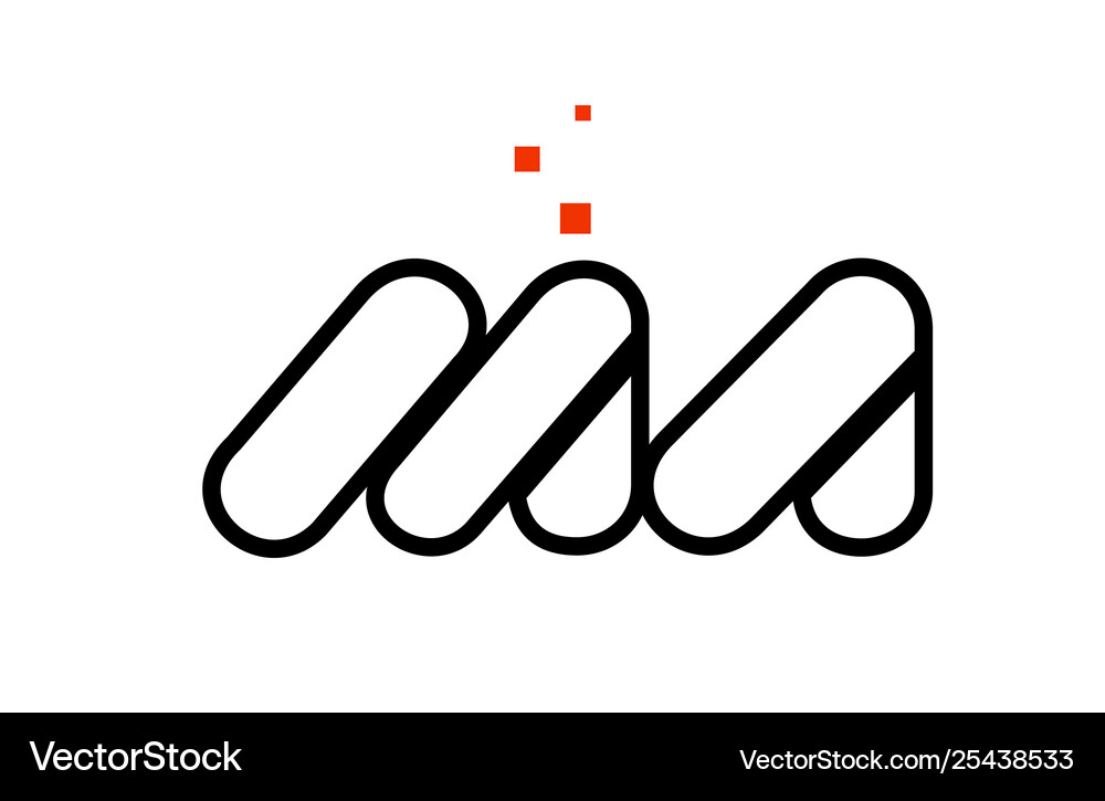 Ma m a black white red alphabet letter Royalty Free Vector