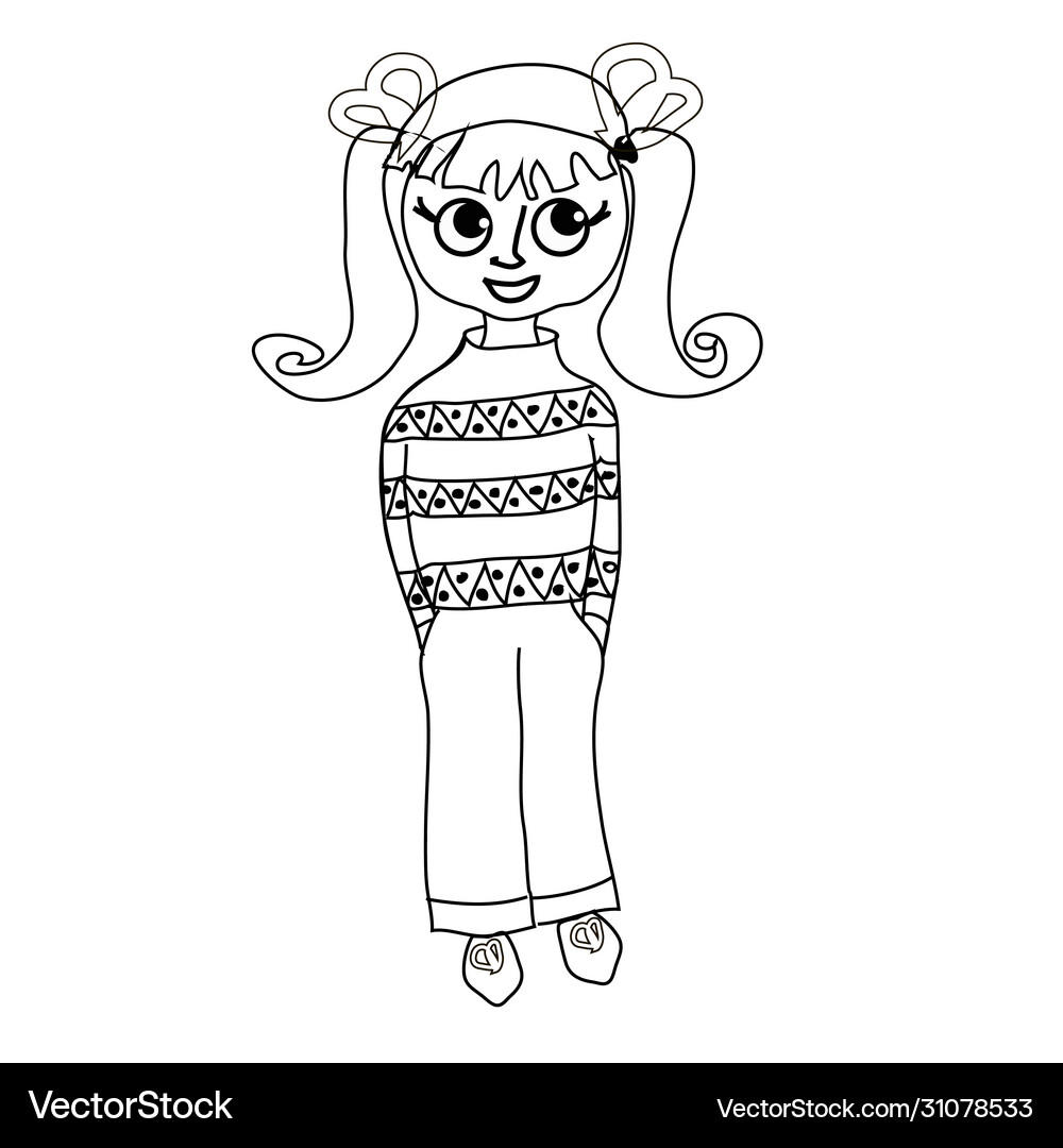 Nice girl graphic with cartoon Royalty Free Vector Image