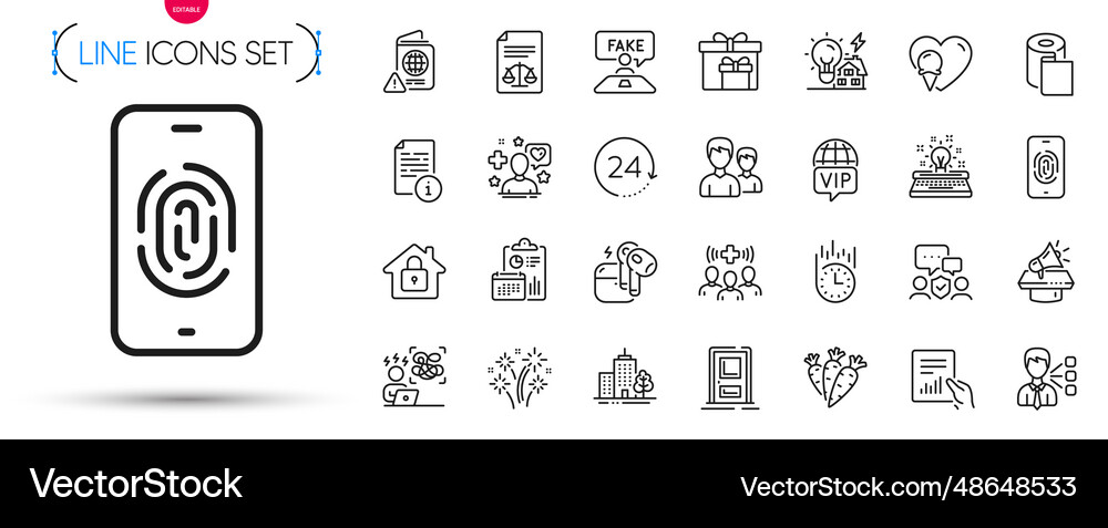 Pack of vip internet lock and fast delivery line Vector Image