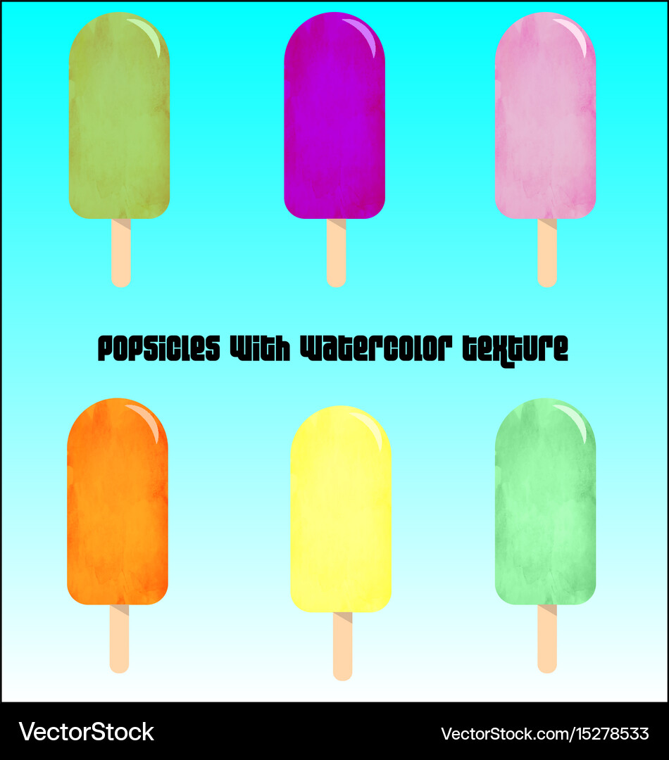 Popsicles with watercolor texture Royalty Free Vector Image
