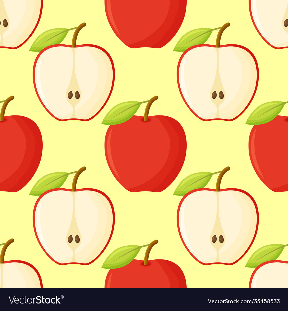 Red apples pattern tile repeating print Royalty Free Vector