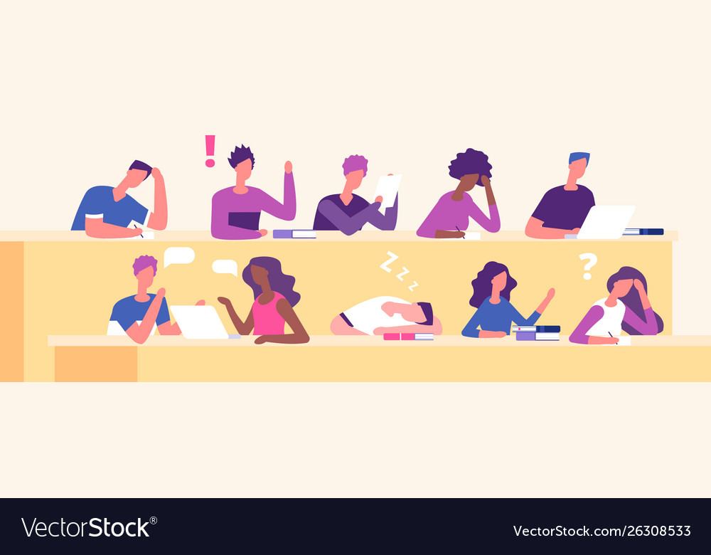 Students at lecture lecture hall examination Vector Image