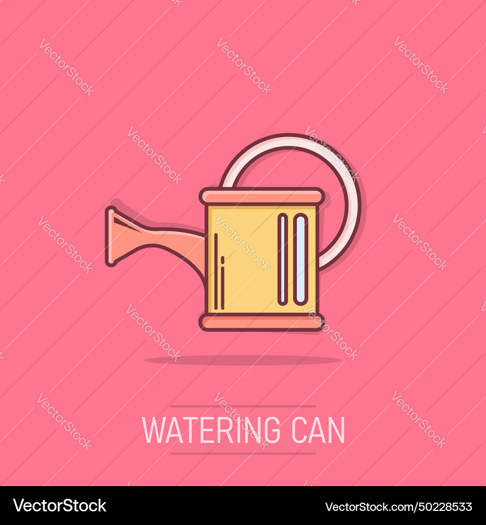 Water can icon in comic style irrigation garden Vector Image