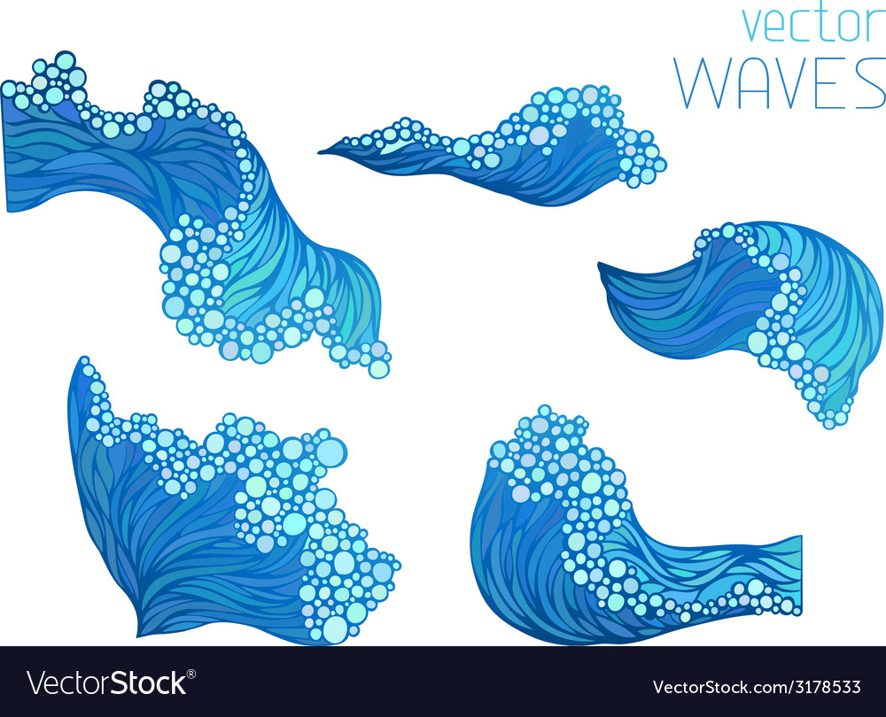 Wave elements isolated on white background Vector Image
