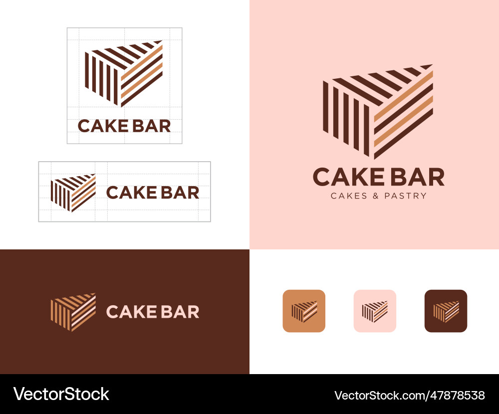 Cake bar logo bakery sweet pastry emblem Vector Image
