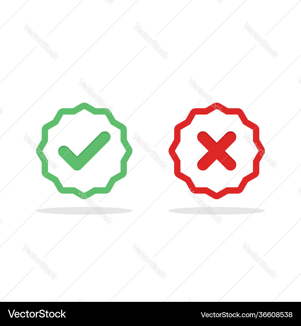 Check and wrong marks tick cross Royalty Free Vector Image