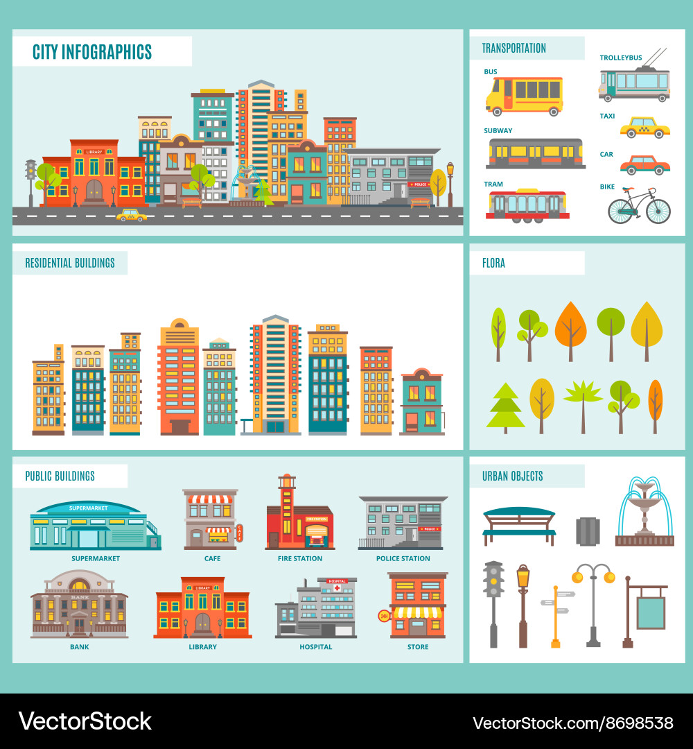 City buildings infographics Royalty Free Vector Image