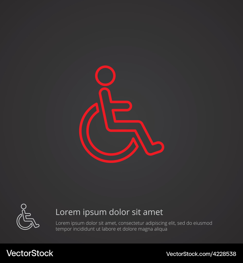 Cripple outline symbol red on dark background logo