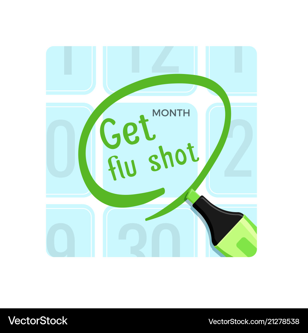 Get flu shot poster with headline title Royalty Free Vector