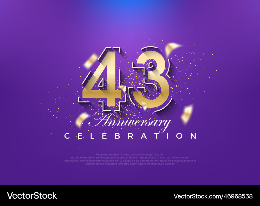 Gold number 43rd anniversary premium design Vector Image