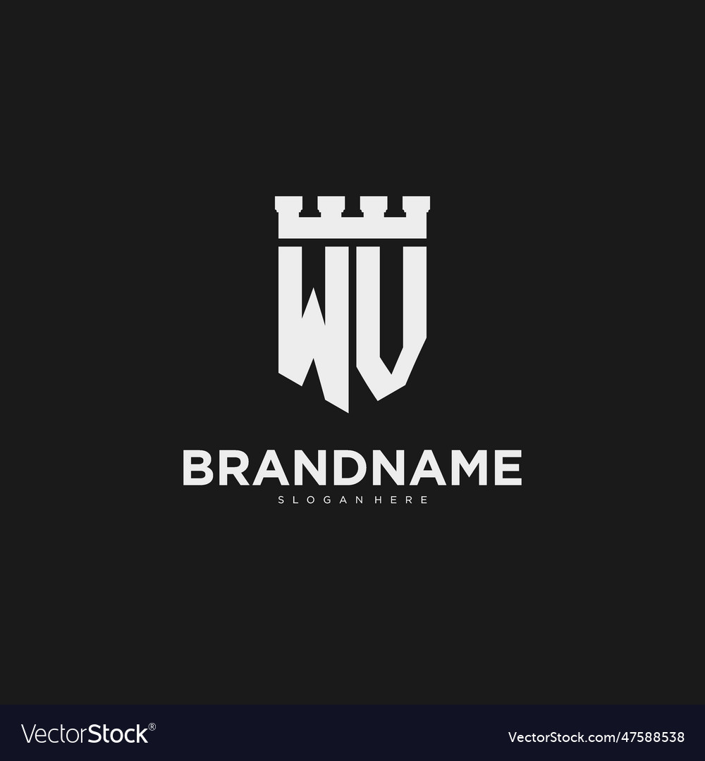 Initials wv logo monogram with shield Royalty Free Vector