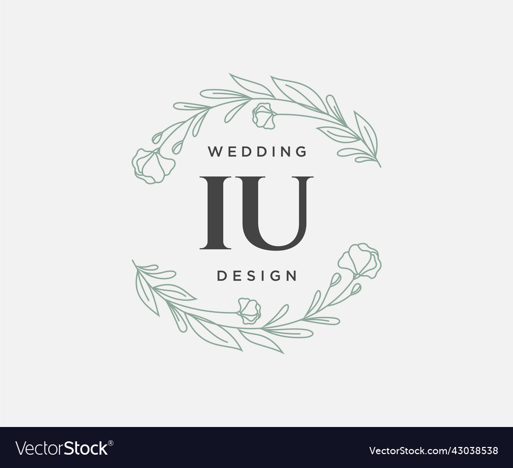Iu initials letter wedding monogram logos Vector Image