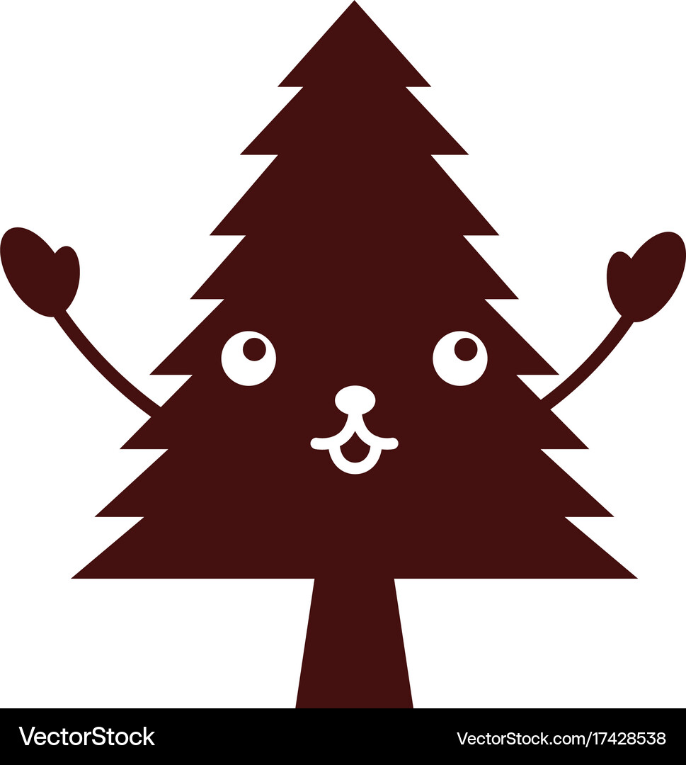 Kawaii pine tree forest natural flora cartoon Vector Image